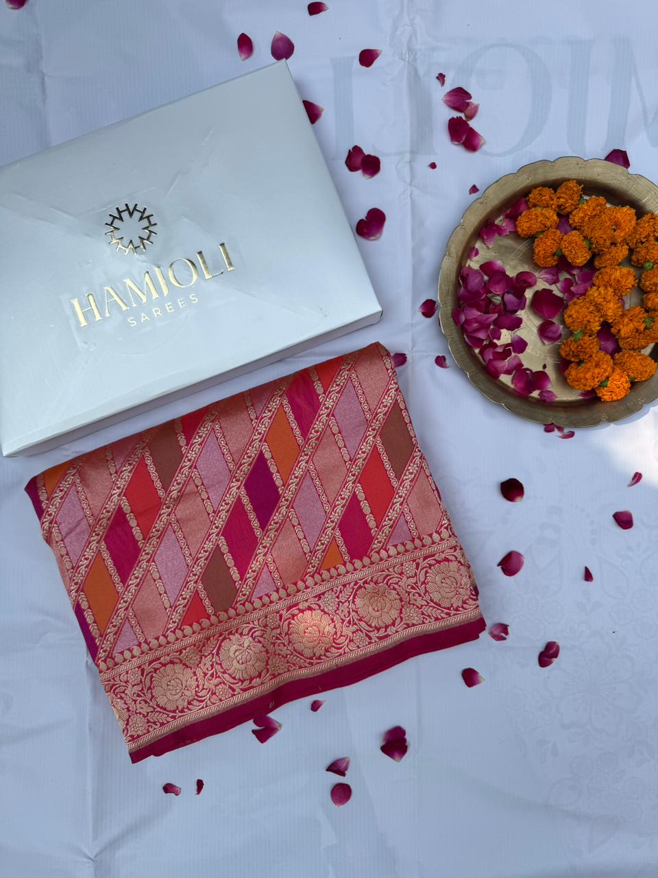 Rajnandini Banarasi Saree | Pure Katan Silk Cutwork Luxury – Hamjoli ...